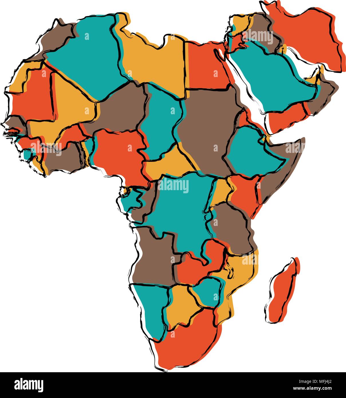 Africa Political Map Of Africa Stock Vector