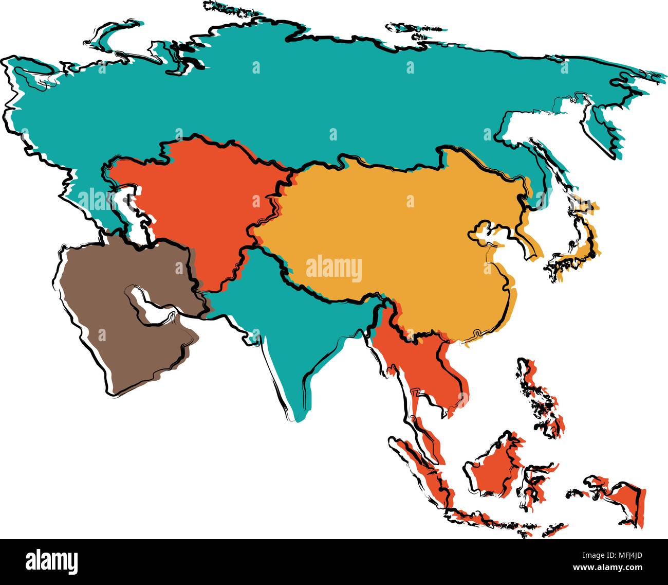 Political map of asia Stock Vector Images - Alamy