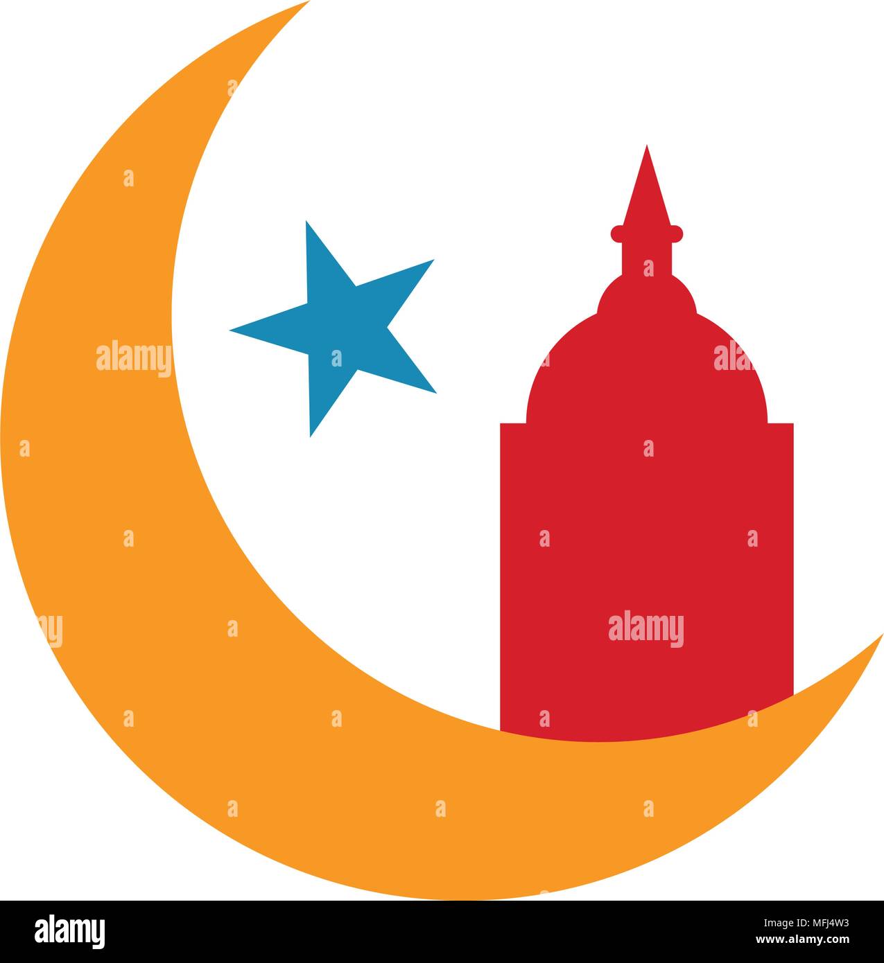 Mosque tower moon Stock Vector Images - Alamy