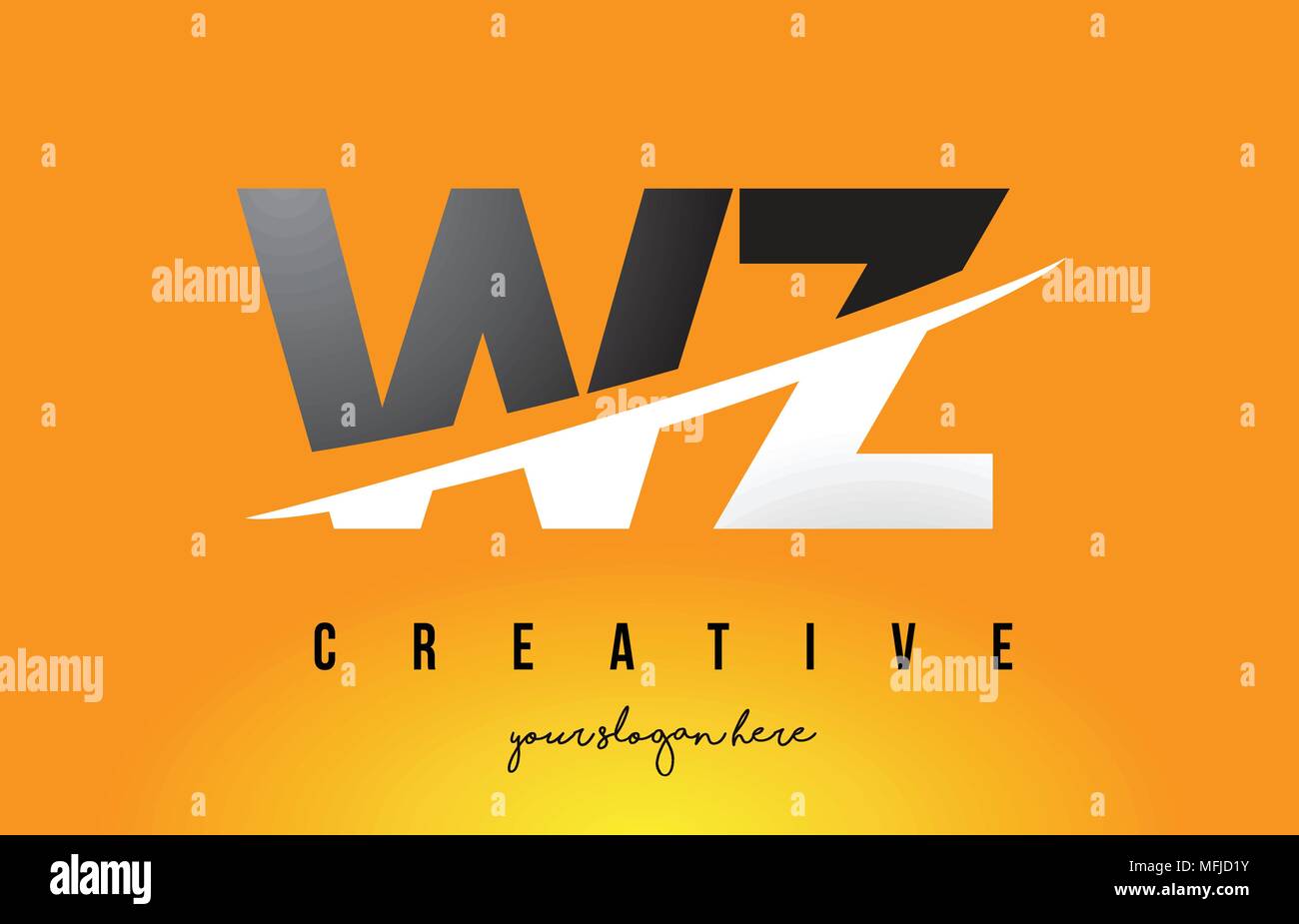 WZ W Z Letter Modern Logo Design with Swoosh Cutting the Middle Letters ...