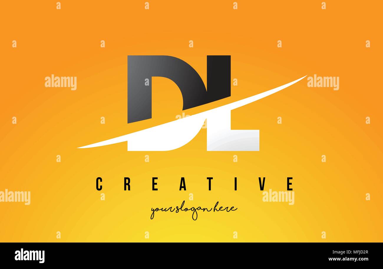 DL D L Letter Modern Logo Design with Swoosh Cutting the Middle Letters ...