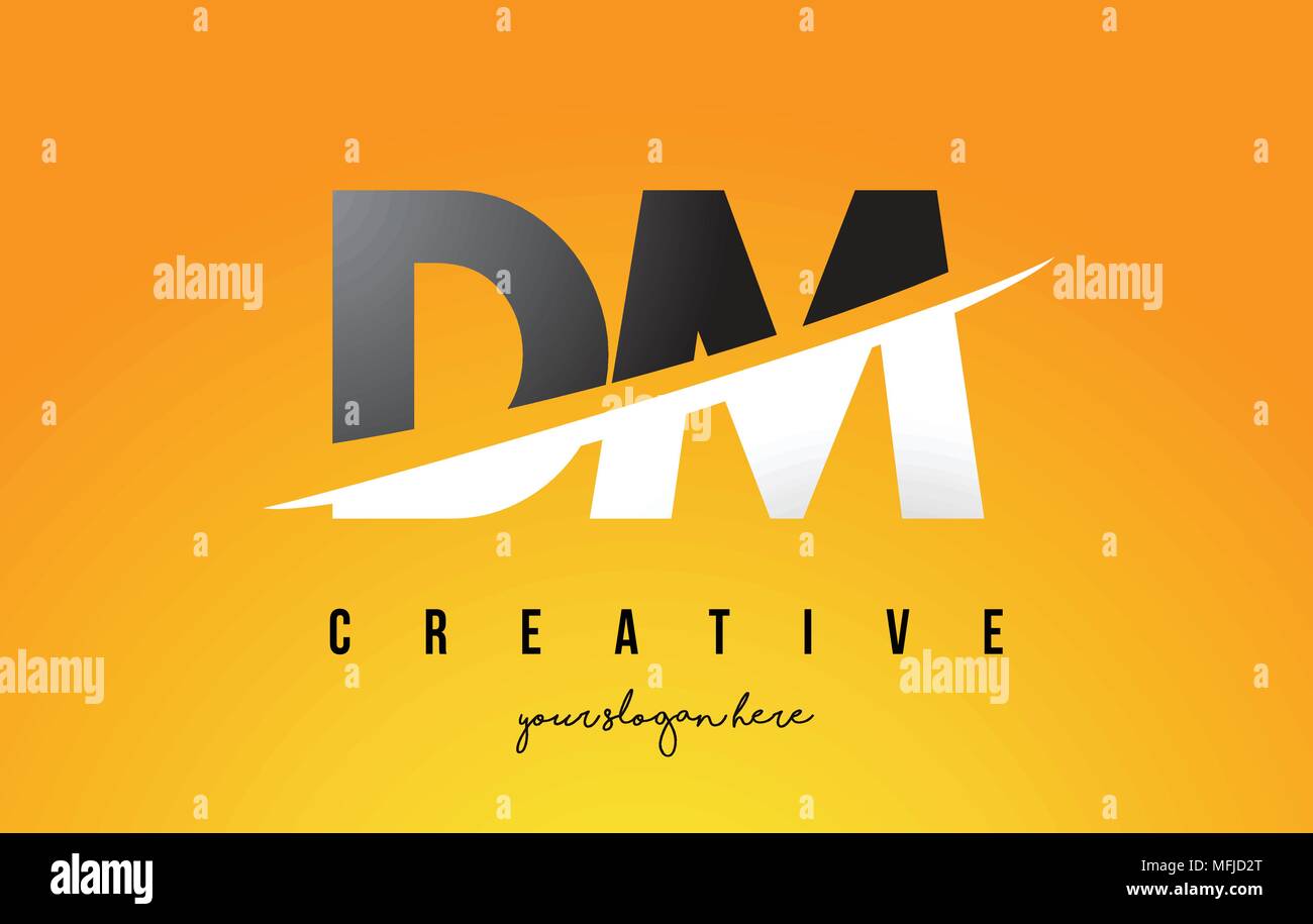 DM D M Letter Modern Logo Design with Swoosh Cutting the Middle Letters ...