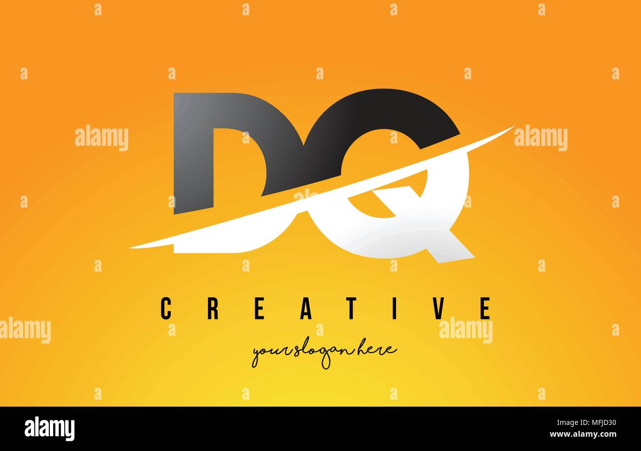 DQ D Q Letter Modern Logo Design with Swoosh Cutting the Middle Letters ...