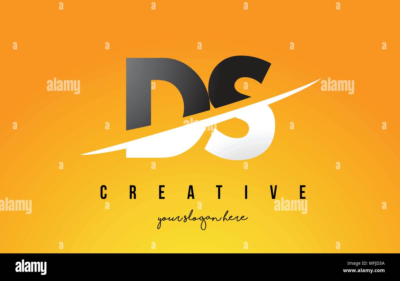 DS D S Letter Modern Logo Design with Swoosh Cutting the Middle Letters ...