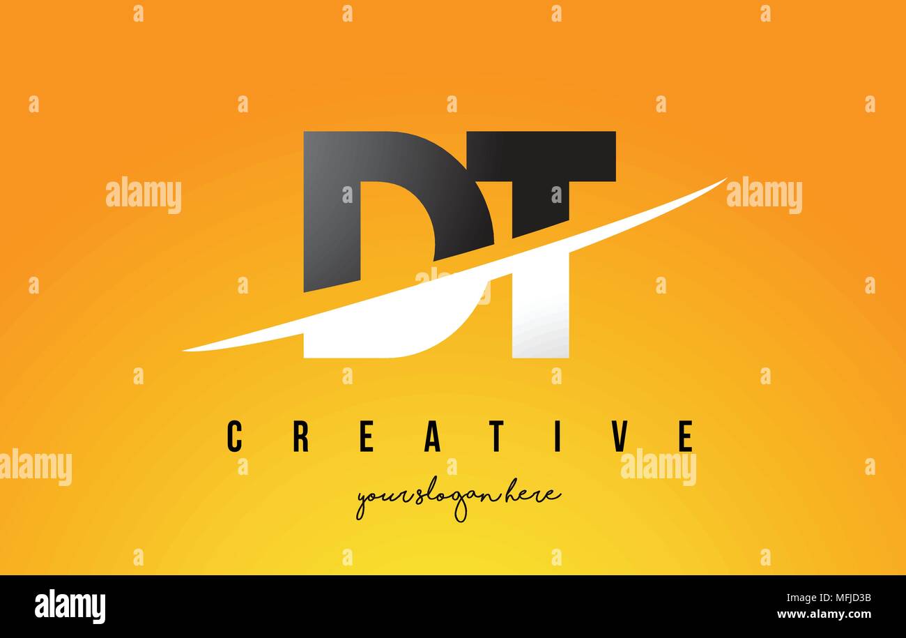 DT D T Letter Modern Logo Design with Swoosh Cutting the Middle Letters ...