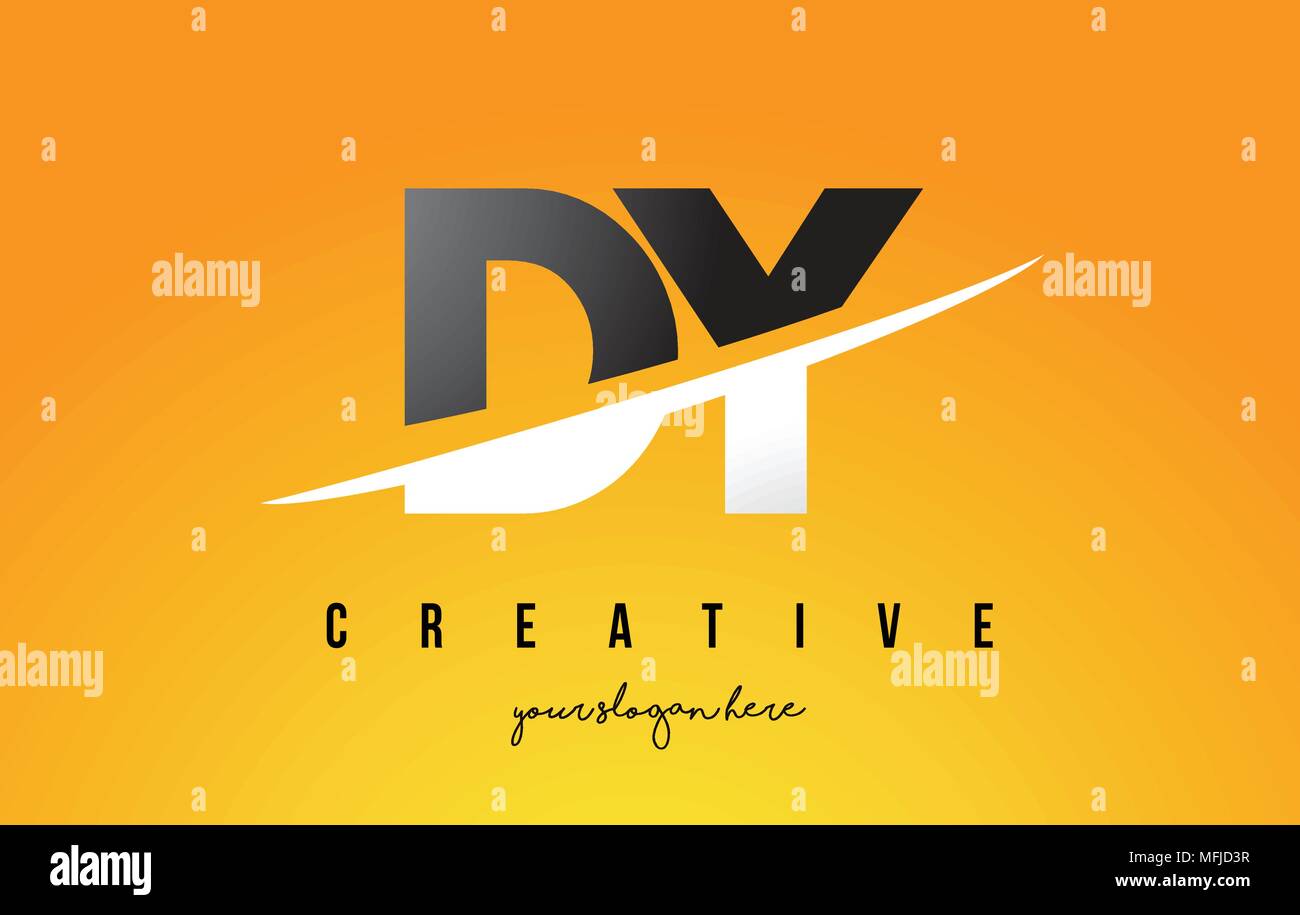 DY D Y Letter Modern Logo Design with Swoosh Cutting the Middle Letters ...