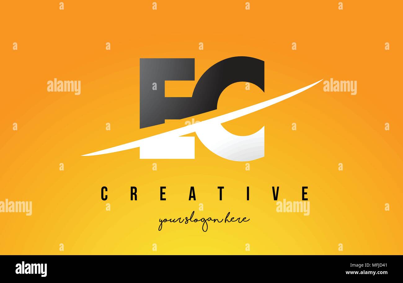 EC E C Letter Modern Logo Design with Swoosh Cutting the Middle Letters ...