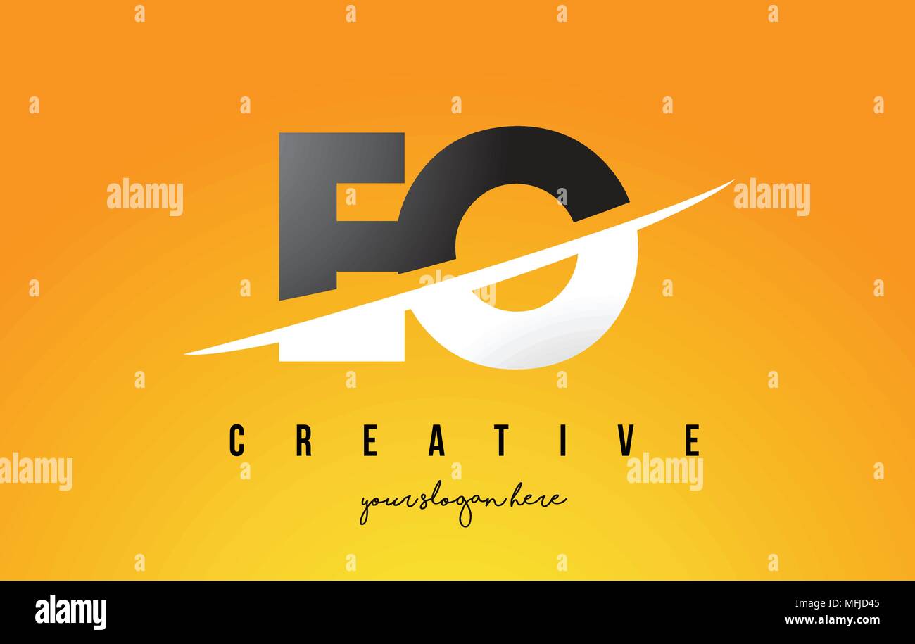 EO E O Letter Modern Logo Design with Swoosh Cutting the Middle Letters ...