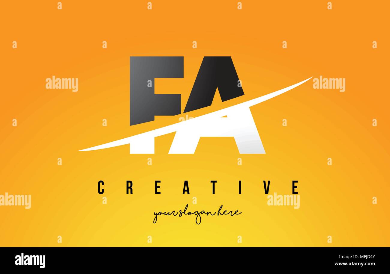 FA F A Letter Modern Logo Design with Swoosh Cutting the Middle Letters ...