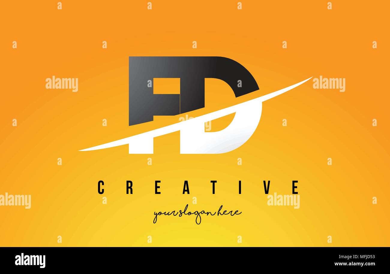 FD F D Letter Modern Logo Design with Swoosh Cutting the Middle Letters ...