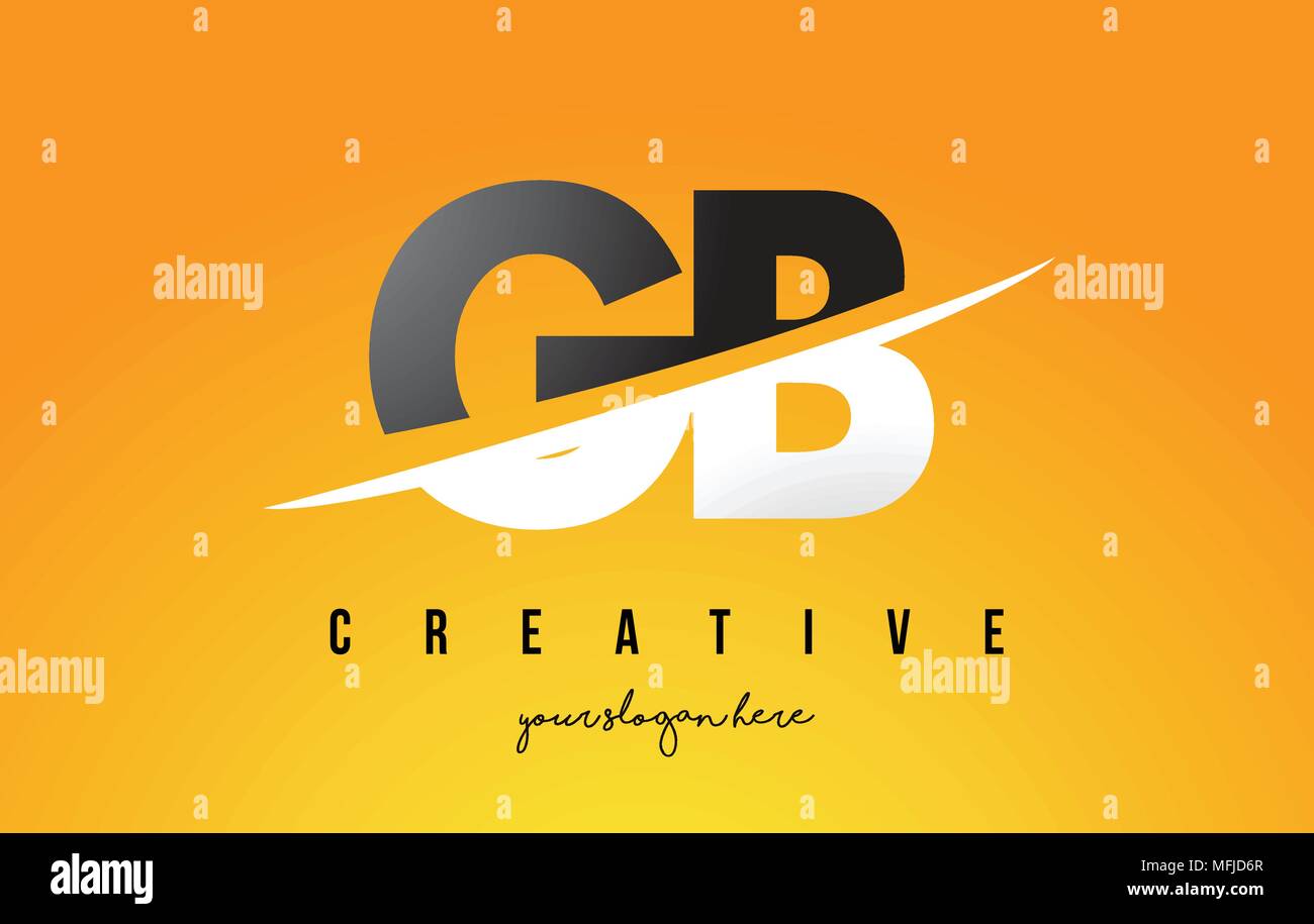 GB G B Letter Modern Logo Design with Swoosh Cutting the Middle Letters ...