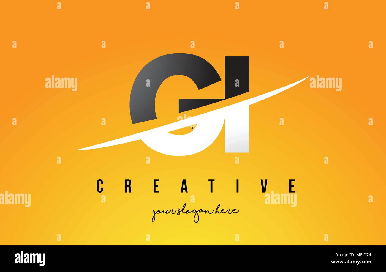 GI G I Letter Modern Logo Design with Swoosh Cutting the Middle Letters ...