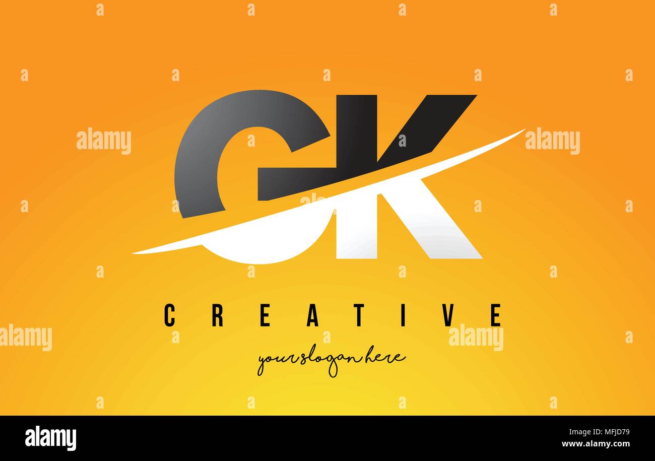 GK G K Letter Modern Logo Design with Swoosh Cutting the Middle Letters ...