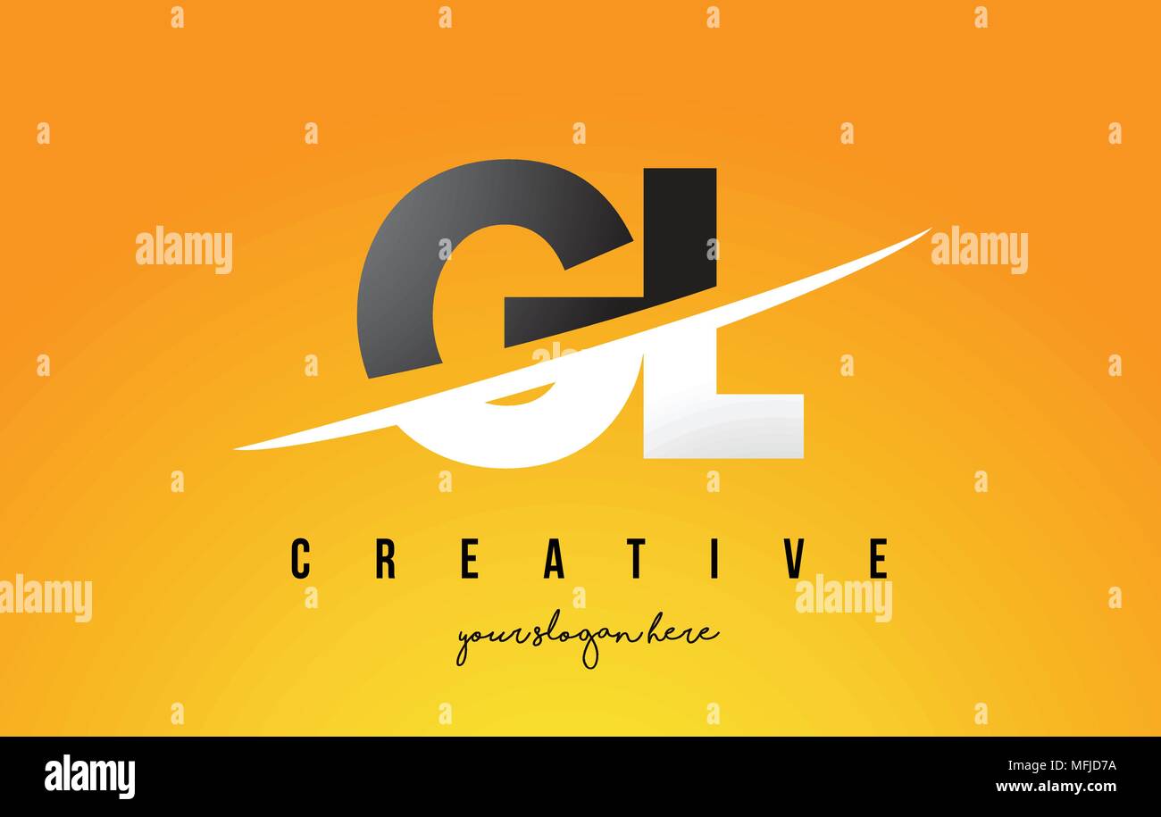 GL G L Letter Modern Logo Design with Swoosh Cutting the Middle Letters ...