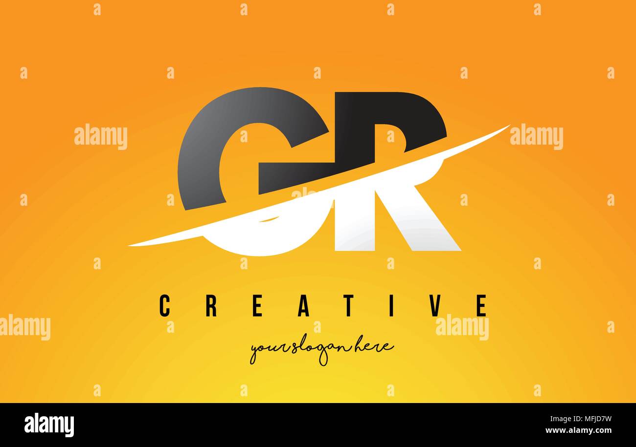 GR G R Letter Modern Logo Design with Swoosh Cutting the Middle Letters ...