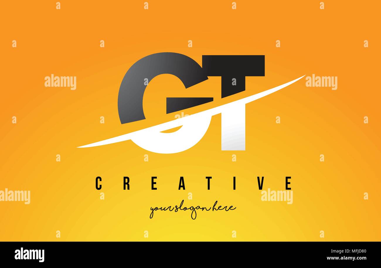 GT G T Letter Modern Logo Design with Swoosh Cutting the Middle Letters ...