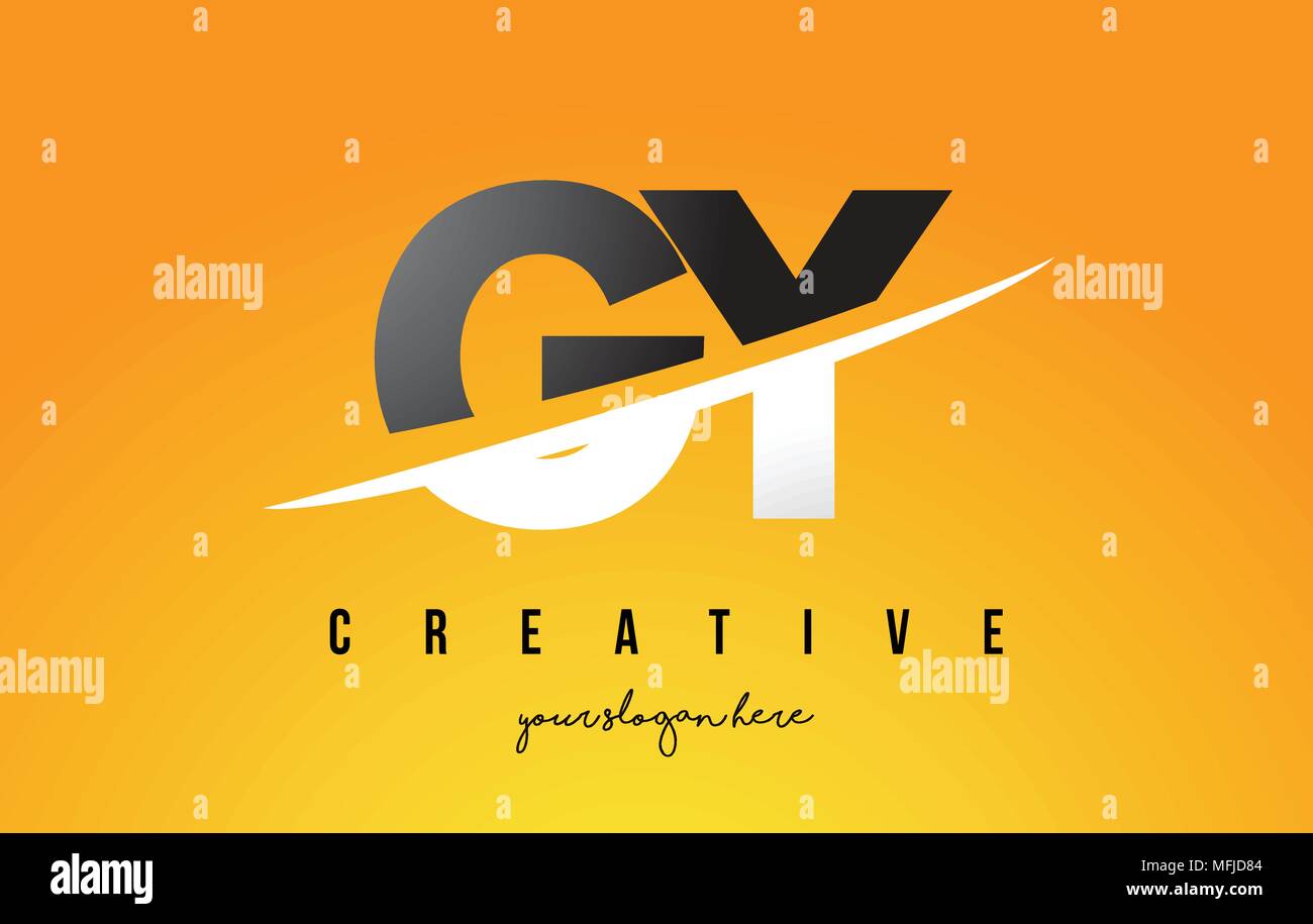 GY G Y Letter Modern Logo Design with Swoosh Cutting the Middle Letters ...