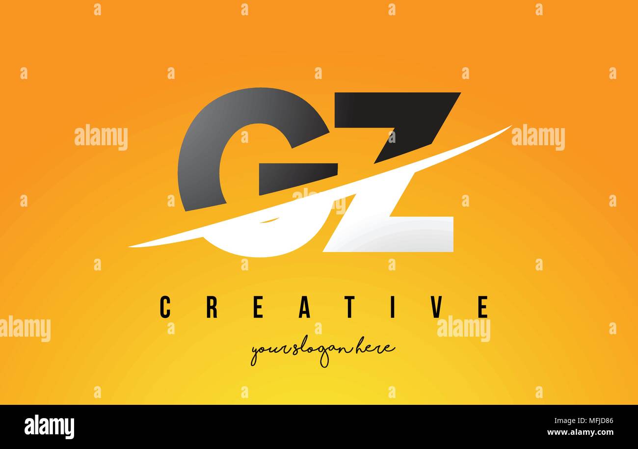GZ G Z Letter Modern Logo Design with Swoosh Cutting the Middle Letters ...