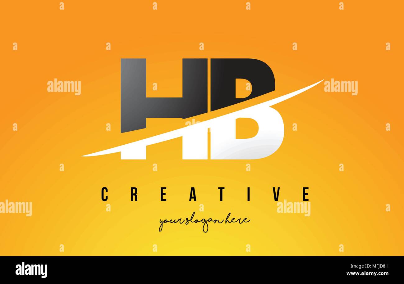 HB H B Letter Modern Logo Design with Swoosh Cutting the Middle Letters ...