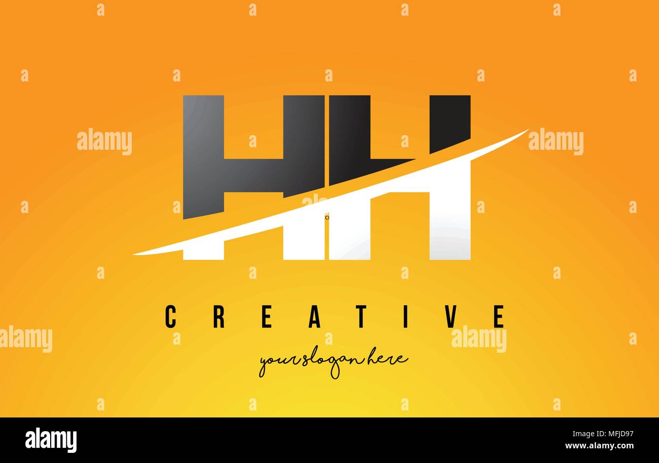 HH H H Letter Modern Logo Design with Swoosh Cutting the Middle Letters ...
