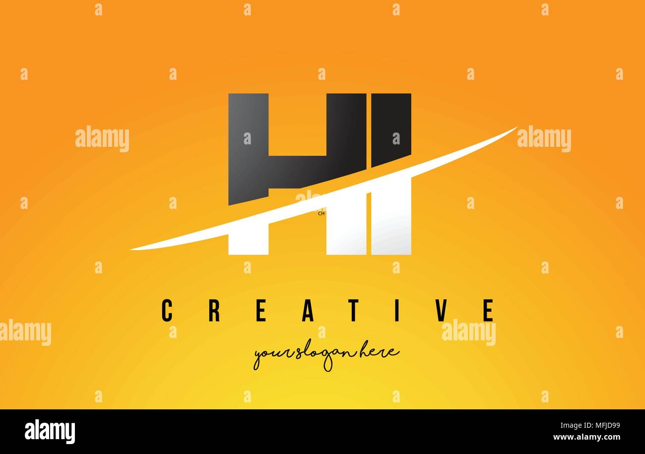 HI H I Letter Modern Logo Design with Swoosh Cutting the Middle Letters ...
