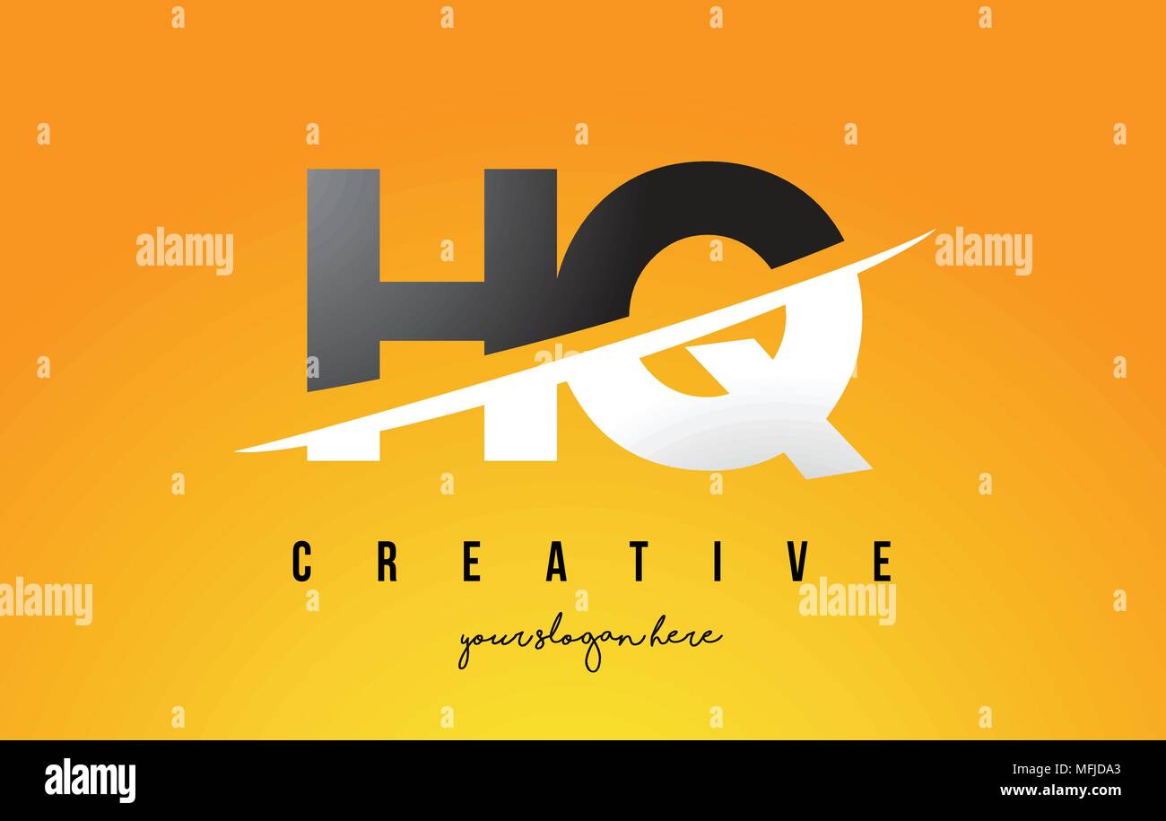 HQ H Q Letter Modern Logo Design with Swoosh Cutting the Middle Letters ...