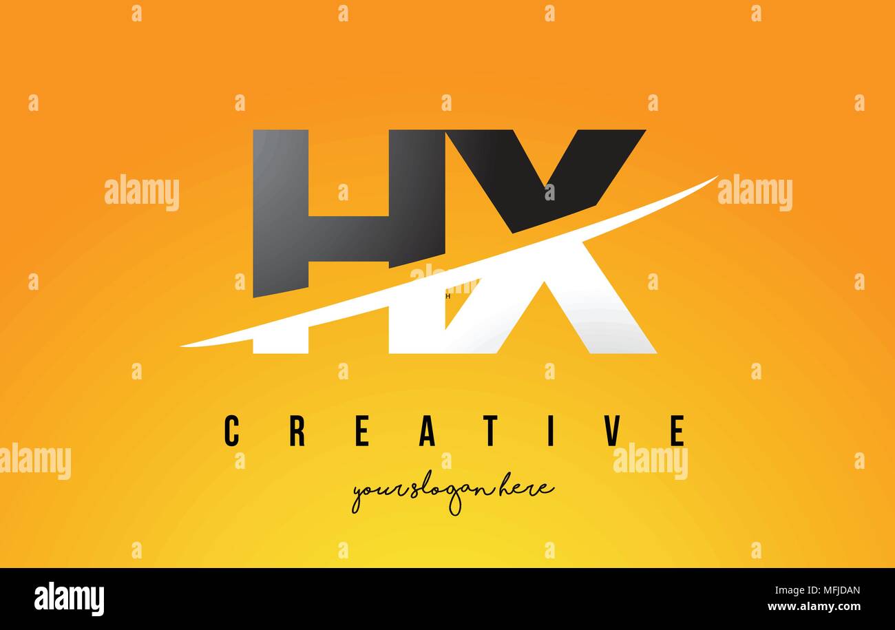 HX H X Letter Modern Logo Design with Swoosh Cutting the Middle Letters ...