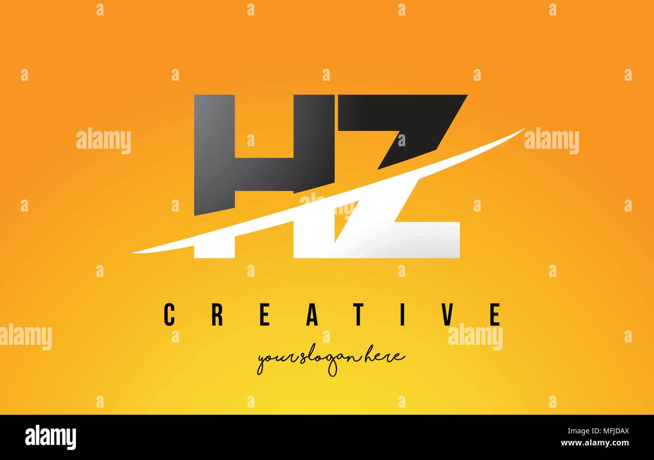 HZ H Z Letter Modern Logo Design with Swoosh Cutting the Middle Letters ...