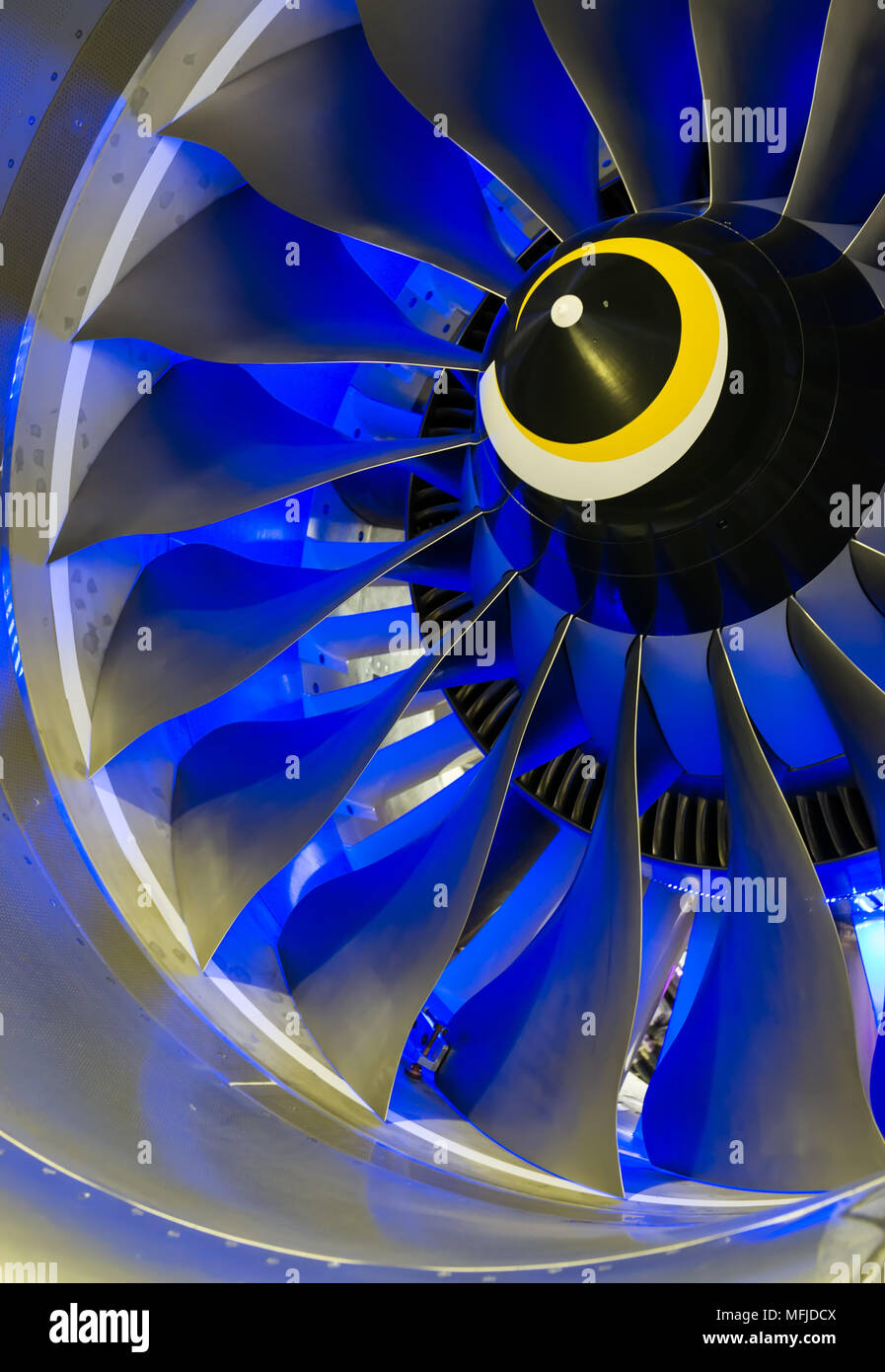 close-up of a large jet engine turbine blades Stock Photo - Alamy