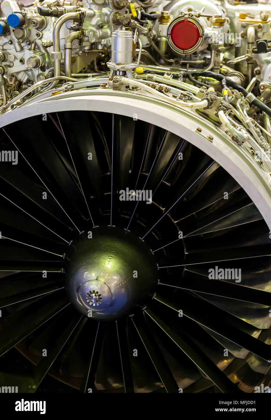 close-up of a large jet engine turbine blades Stock Photo - Alamy