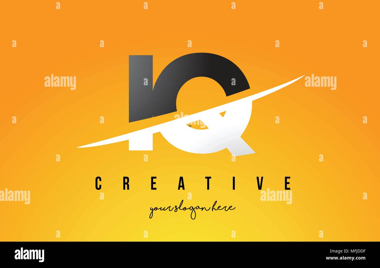 IQ I Q Letter Modern Logo Design with Swoosh Cutting the Middle Letters ...