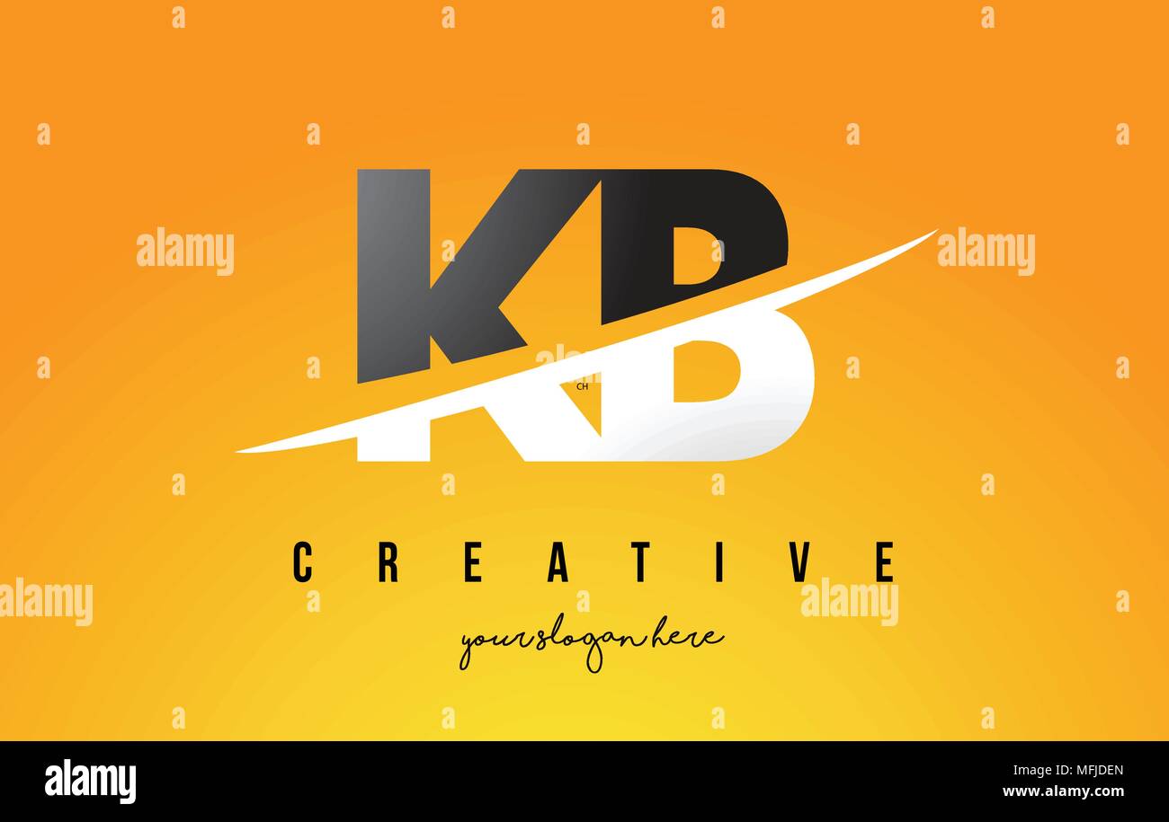 KB K B Letter Modern Logo Design with Swoosh Cutting the Middle Letters ...