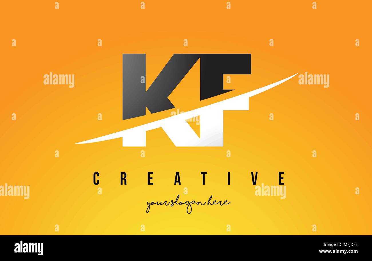 KF K F Letter Modern Logo Design with Swoosh Cutting the Middle Letters ...