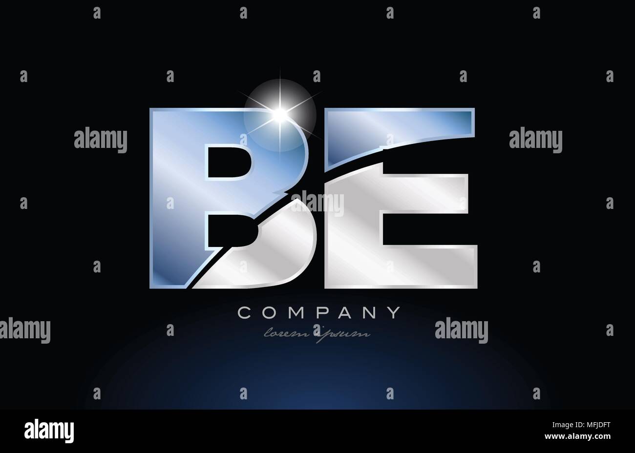 alphabet letter be b e logo design with metal blue color suitable for a ...