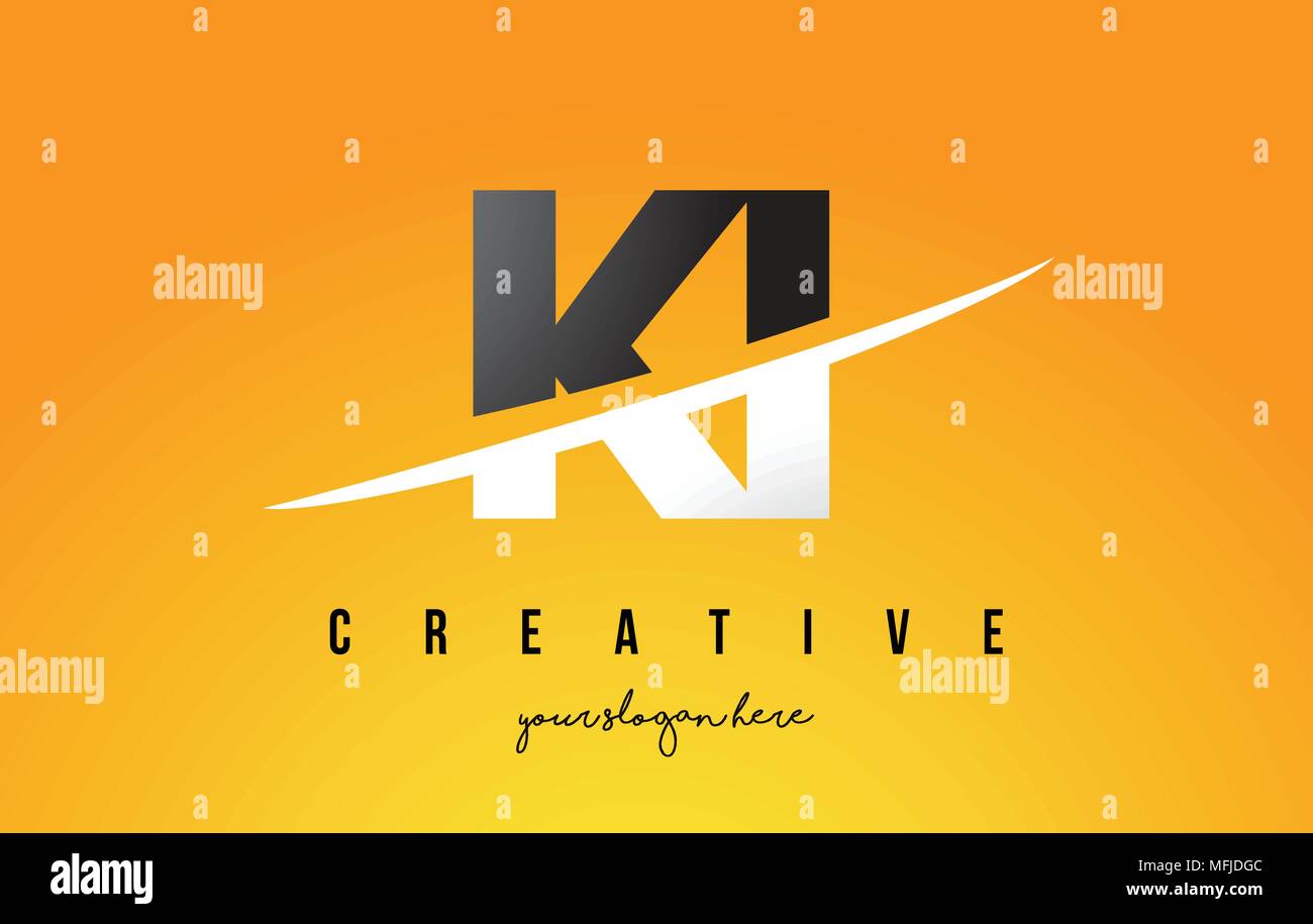 KI K I Letter Modern Logo Design with Swoosh Cutting the Middle Letters ...