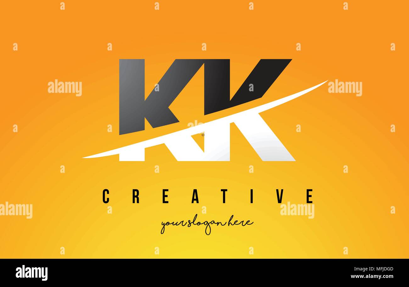 KK K K Letter Modern Logo Design with Swoosh Cutting the Middle Letters ...