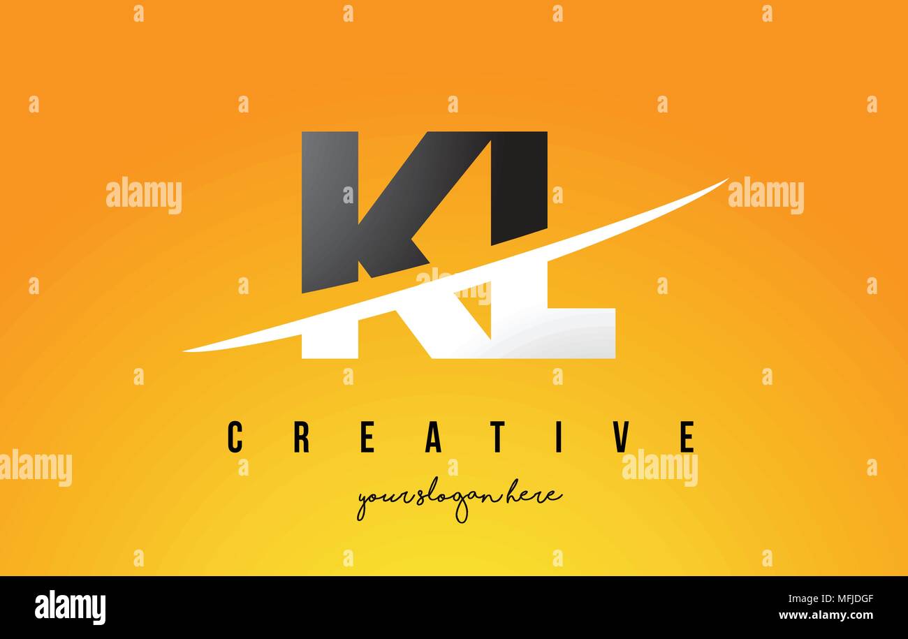 KL K L Letter Modern Logo Design with Swoosh Cutting the Middle Letters ...