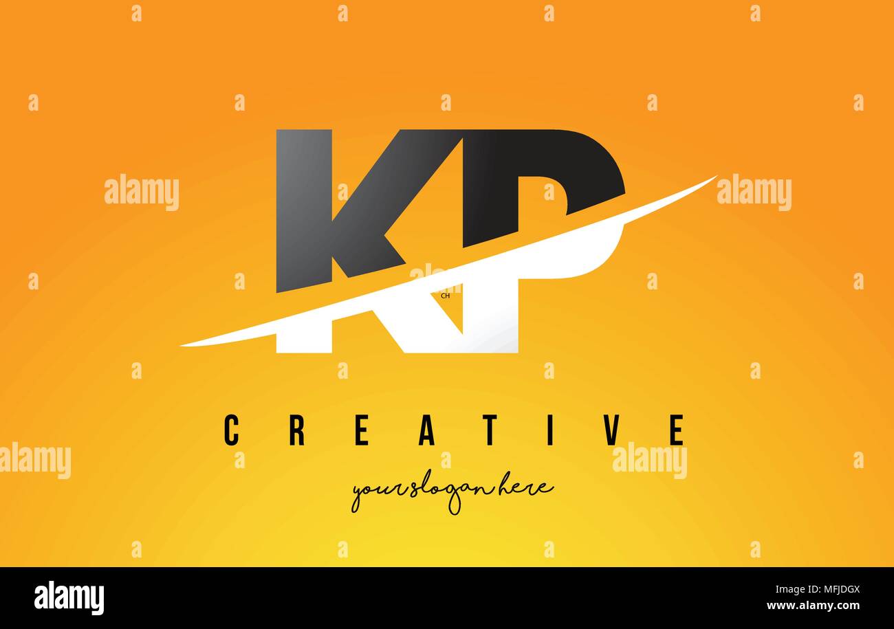 KP K P Letter Modern Logo Design with Swoosh Cutting the Middle Letters ...