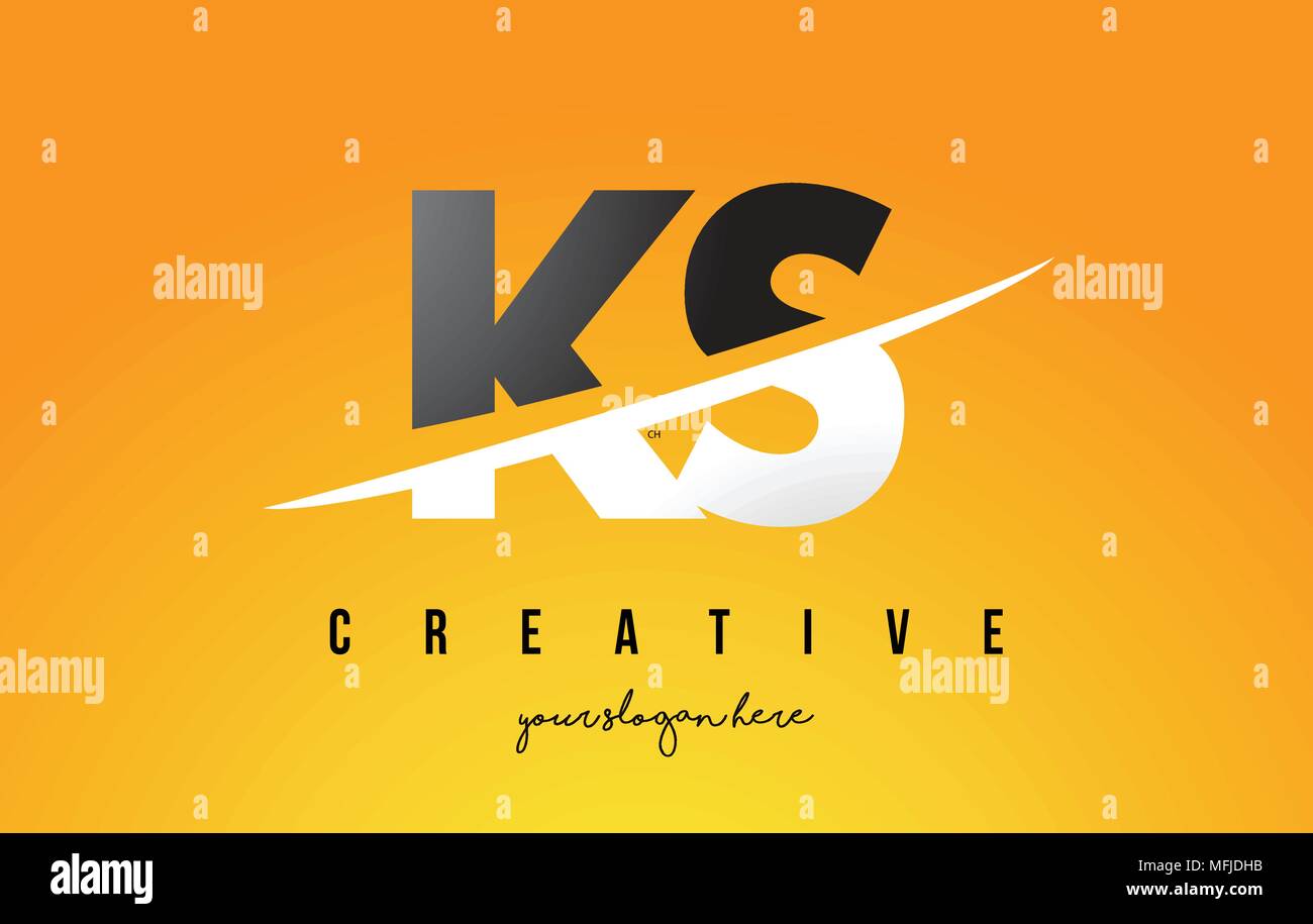 KS K S Letter Modern Logo Design with Swoosh Cutting the Middle Letters ...