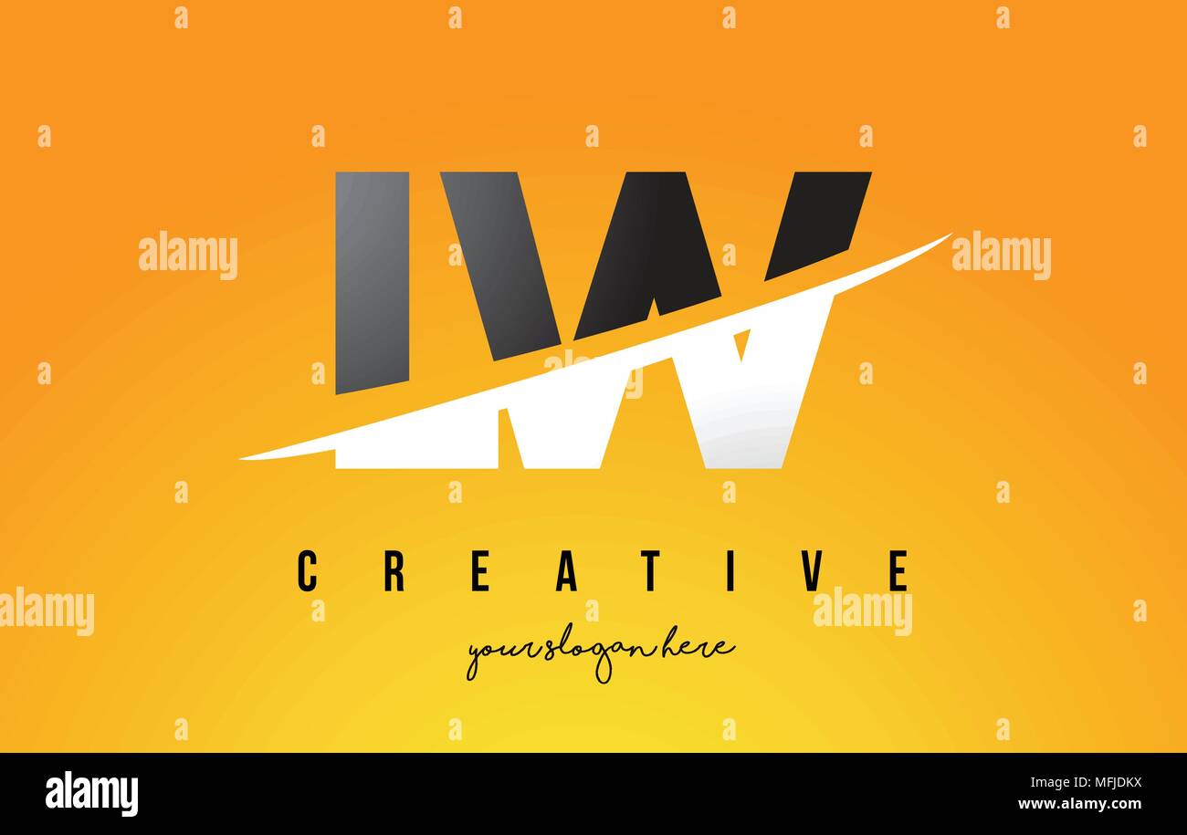 LW L W Letter Modern Logo Design with Swoosh Cutting the Middle Letters ...