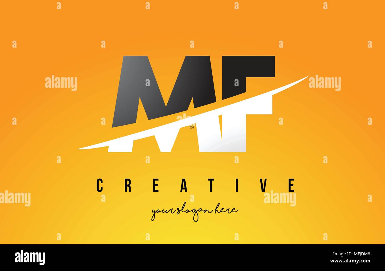 MF M F Letter Modern Logo Design with Swoosh Cutting the Middle Letters ...