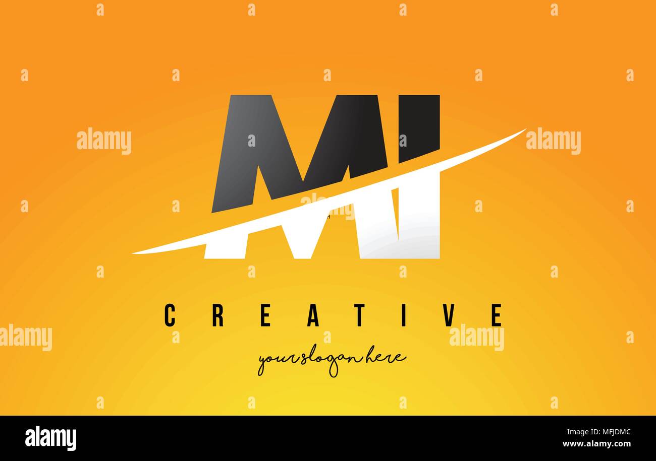MI M I Letter Modern Logo Design with Swoosh Cutting the Middle Letters ...