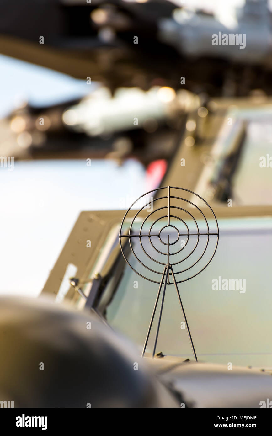Close up of the front of an military attack helicopter Stock Photo - Alamy