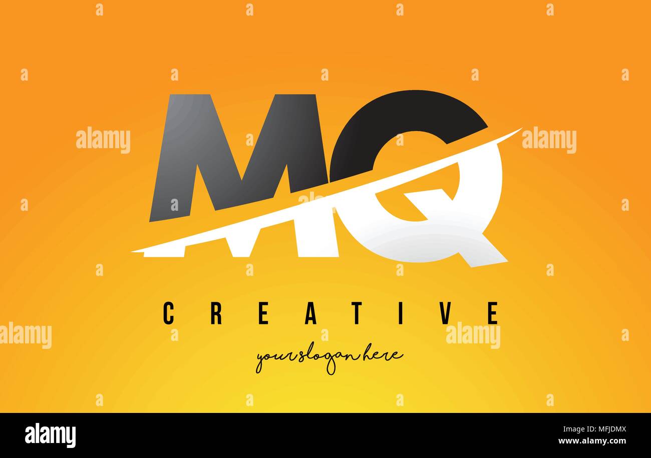 MQ M Q Letter Modern Logo Design with Swoosh Cutting the Middle Letters ...