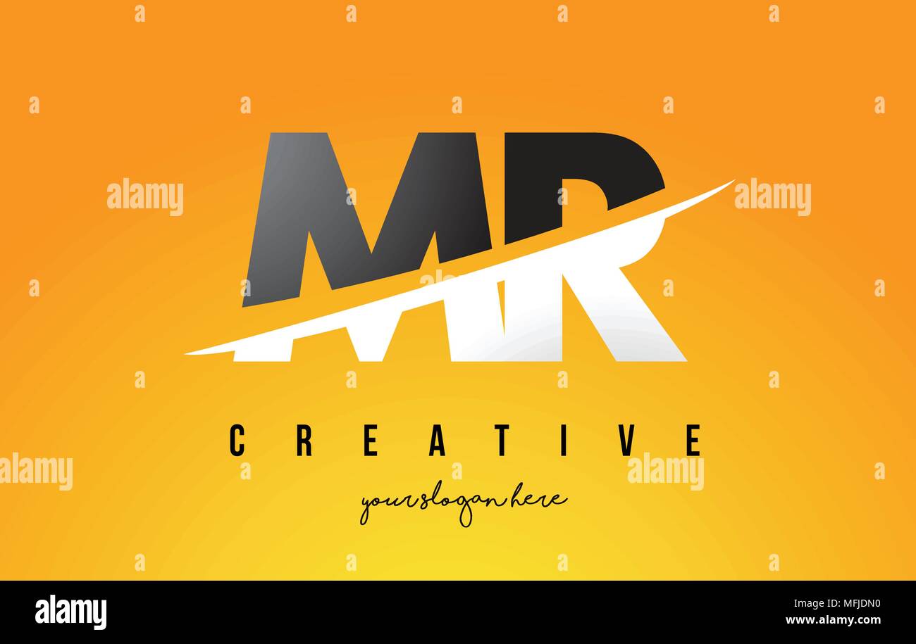 MR M R Letter Modern Logo Design with Swoosh Cutting the Middle Letters ...