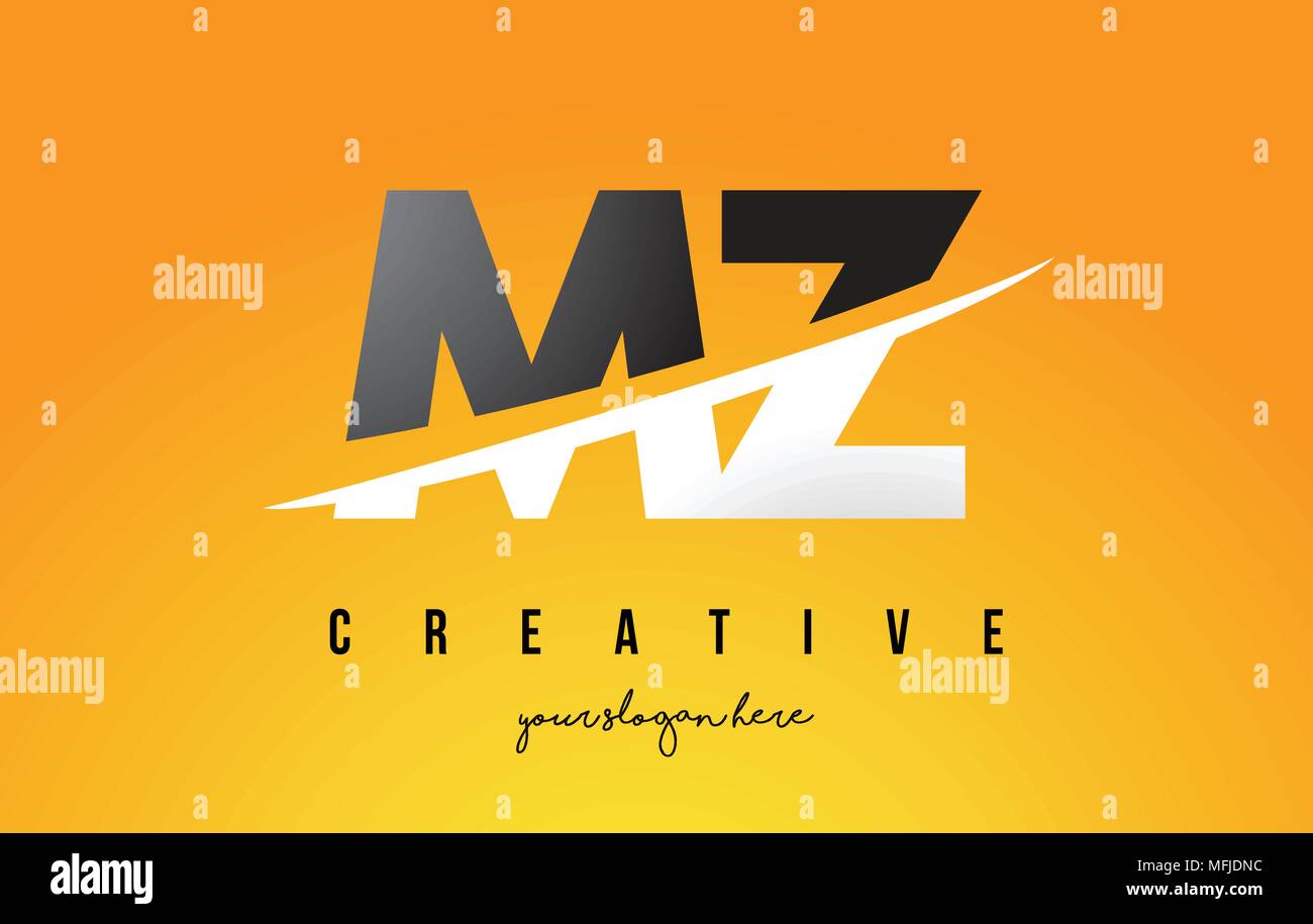 MZ M Z Letter Modern Logo Design with Swoosh Cutting the Middle Letters ...
