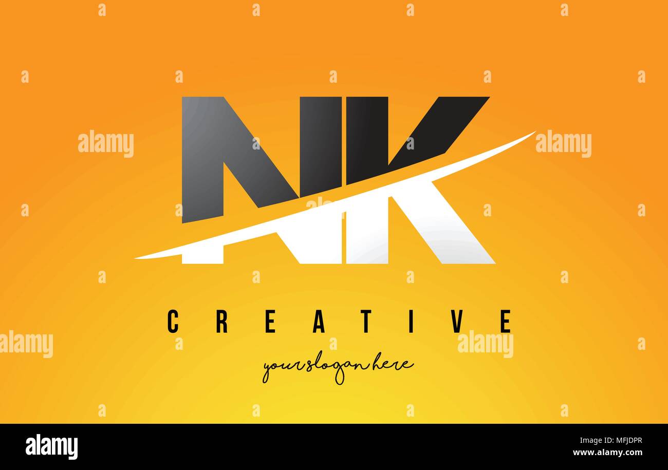 NK N K Letter Modern Logo Design with Swoosh Cutting the Middle Letters ...