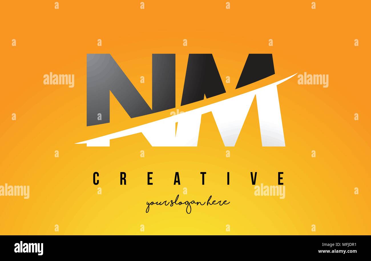 NM N M Letter Modern Logo Design with Swoosh Cutting the Middle Letters ...