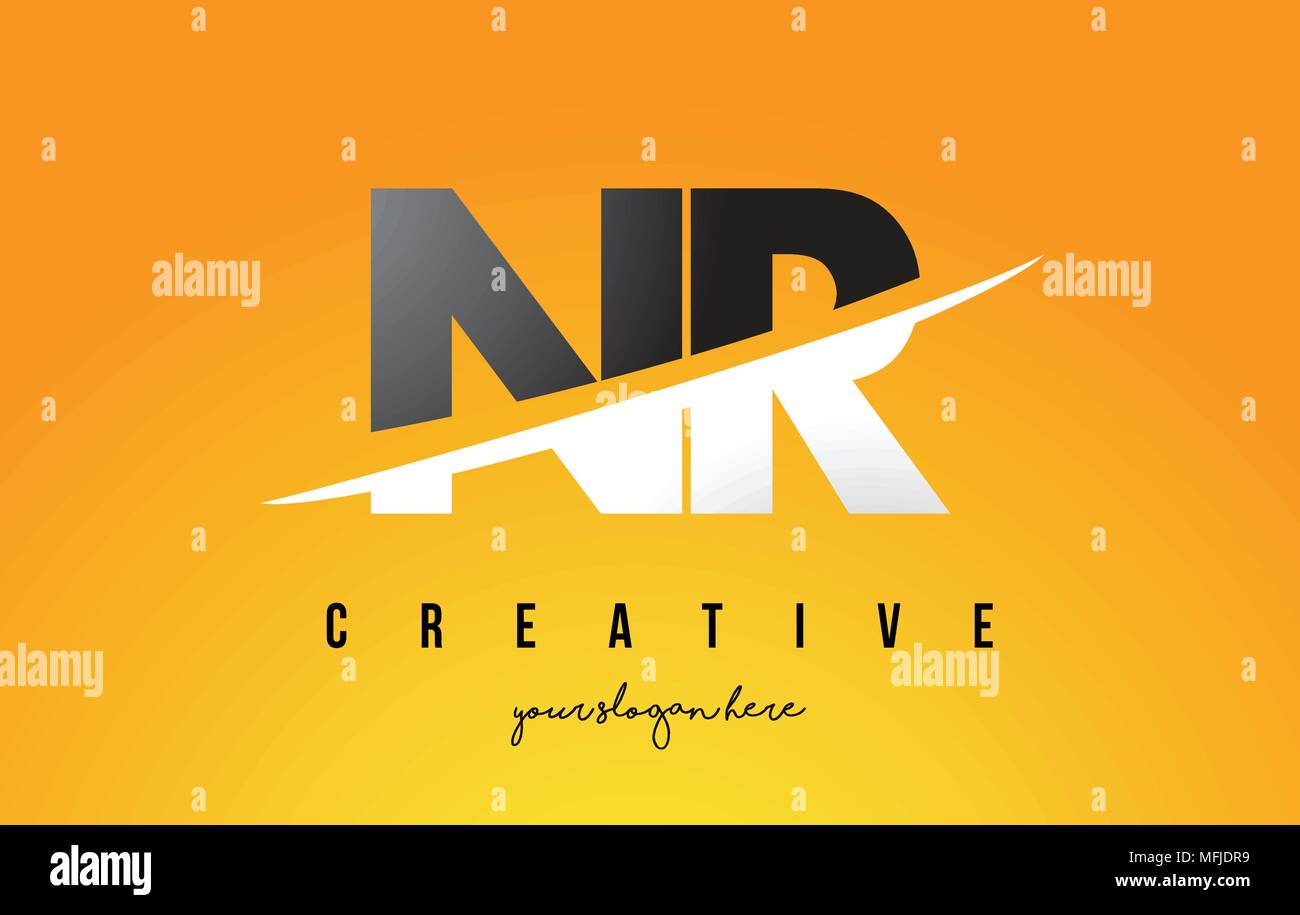 NR N R Letter Modern Logo Design with Swoosh Cutting the Middle Letters ...