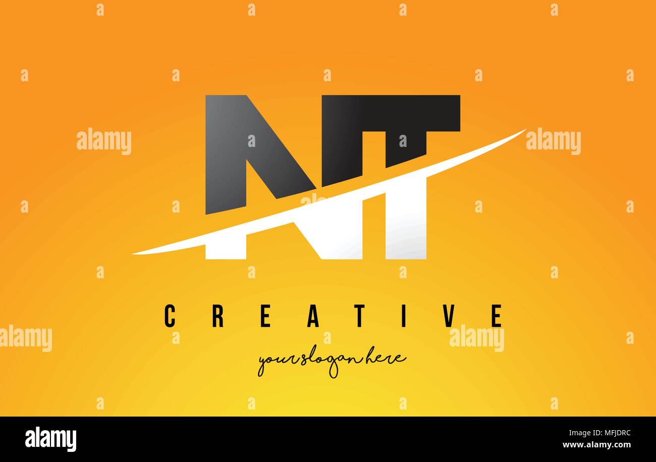 NT N T Letter Modern Logo Design with Swoosh Cutting the Middle Letters ...